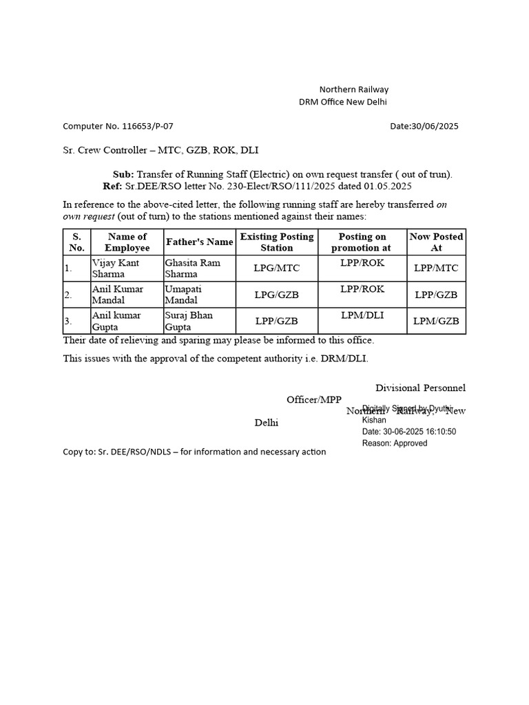 Transfer Order LPG LPP, LPM | PDF