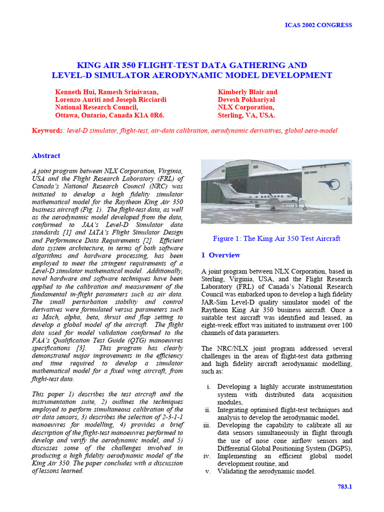 King Air 350 Simulator Model Development | PDF | Flight Test | Airspeed