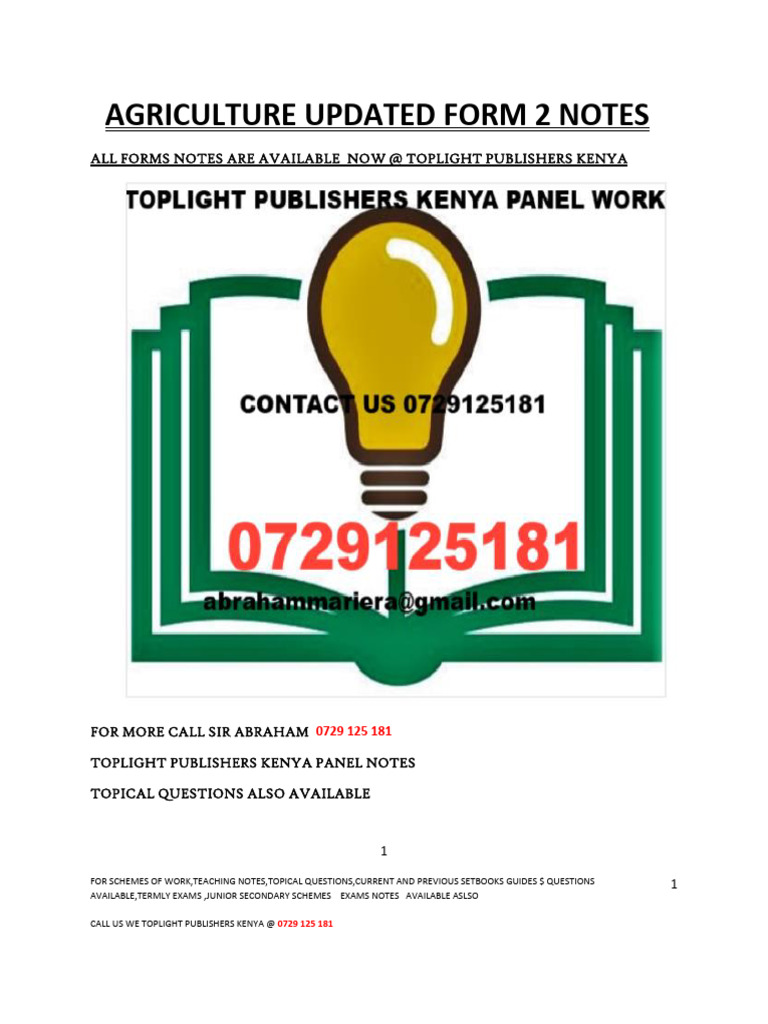 Agriculture Form 2 Notes | PDF | Seed | Fertilizer