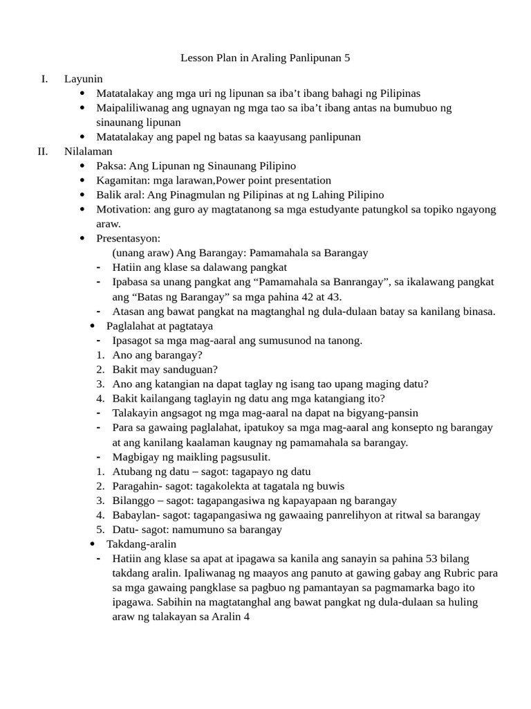 Lesson Plan in Araling Panlipunan 4 Week 3 | PDF