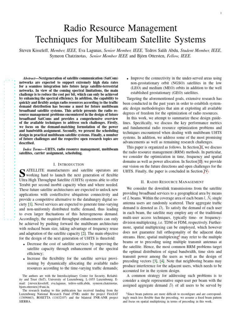 Dynamic Resource Management in Future Satellite Systems To Improve Resource Utilization | PDF ...