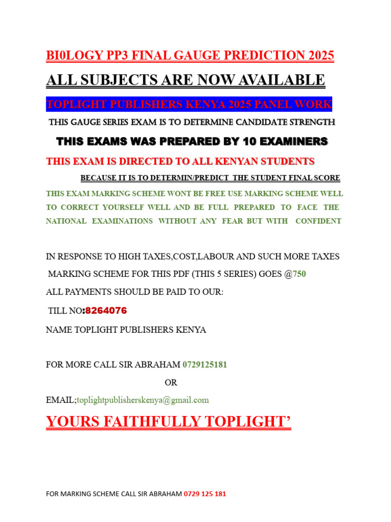 Bi0logy Pp3 Final Gauge Prediction 2025 | PDF | Filtration