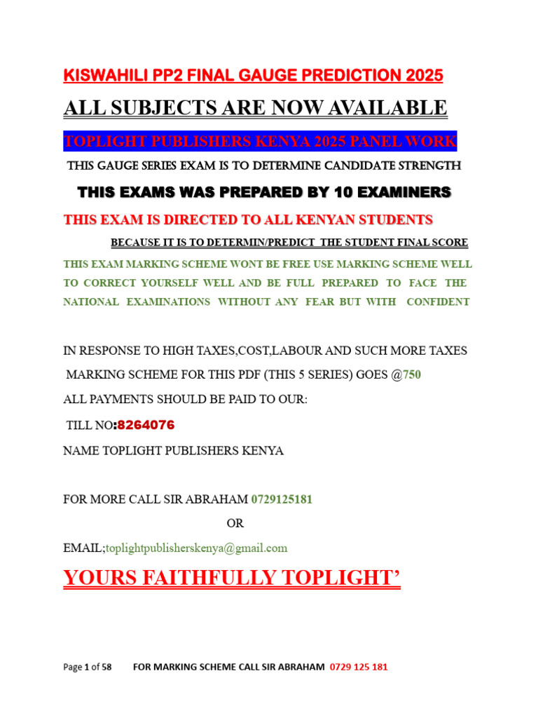 Kiswahili Pp2 Final Gauge Prediction 2025 | PDF