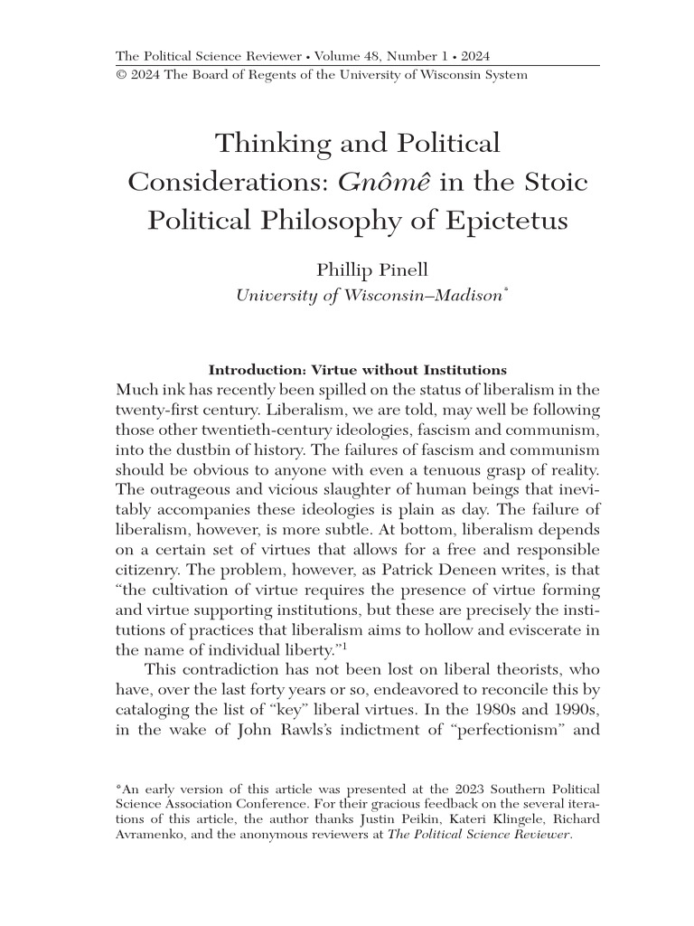 Thinking and Political Considerations GN | PDF | Stoicism | Epictetus
