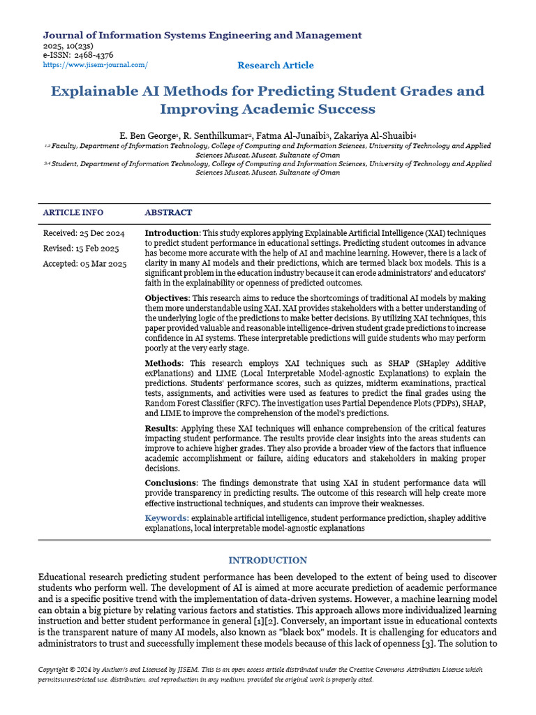 Explainable AI Methods For Predicting Student Grades and Improving Academic Success | PDF ...