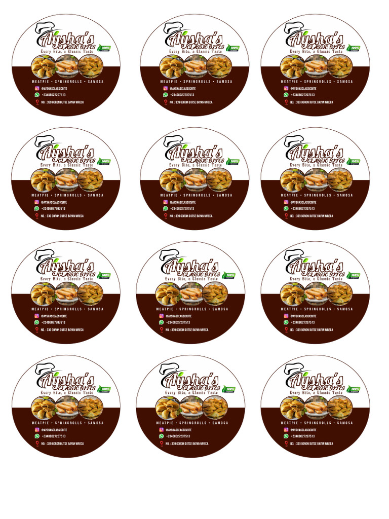 Aysha's Classic Bites Sticker | PDF