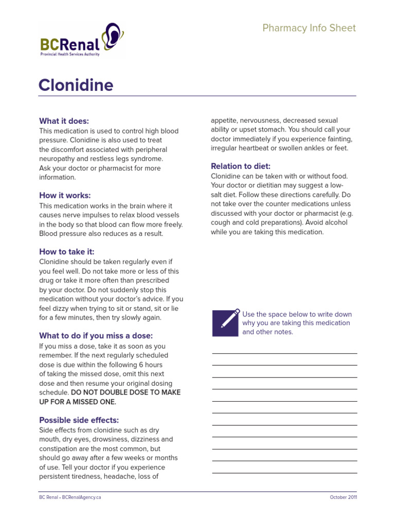 Clonidine: Uses, Dosage, and Side Effects | PDF | Medical Specialties ...