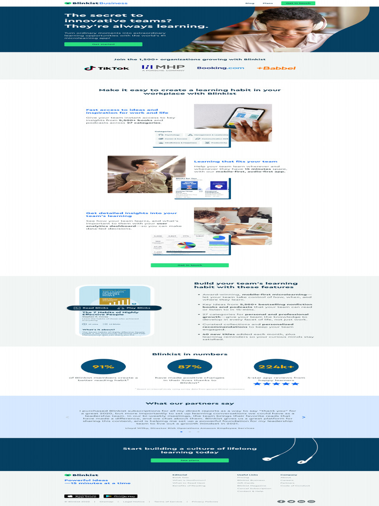 Blinkist B2B Landing Page | PDF