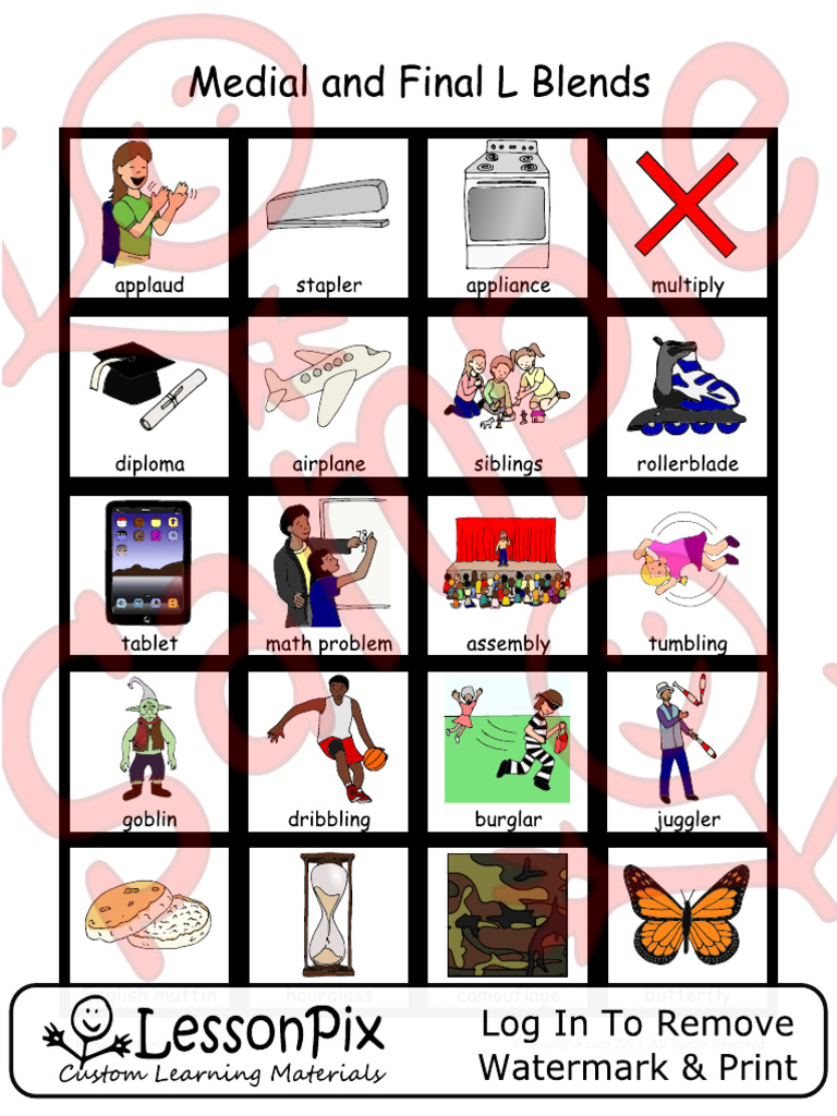 SBRS+Medial+and+Final+L+Blends+Word+Cards Material 24075333 | PDF