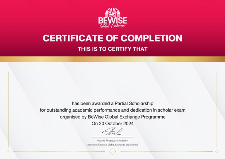 BeWise Global Cert MTYxOTkwMDUyODgyNw | PDF