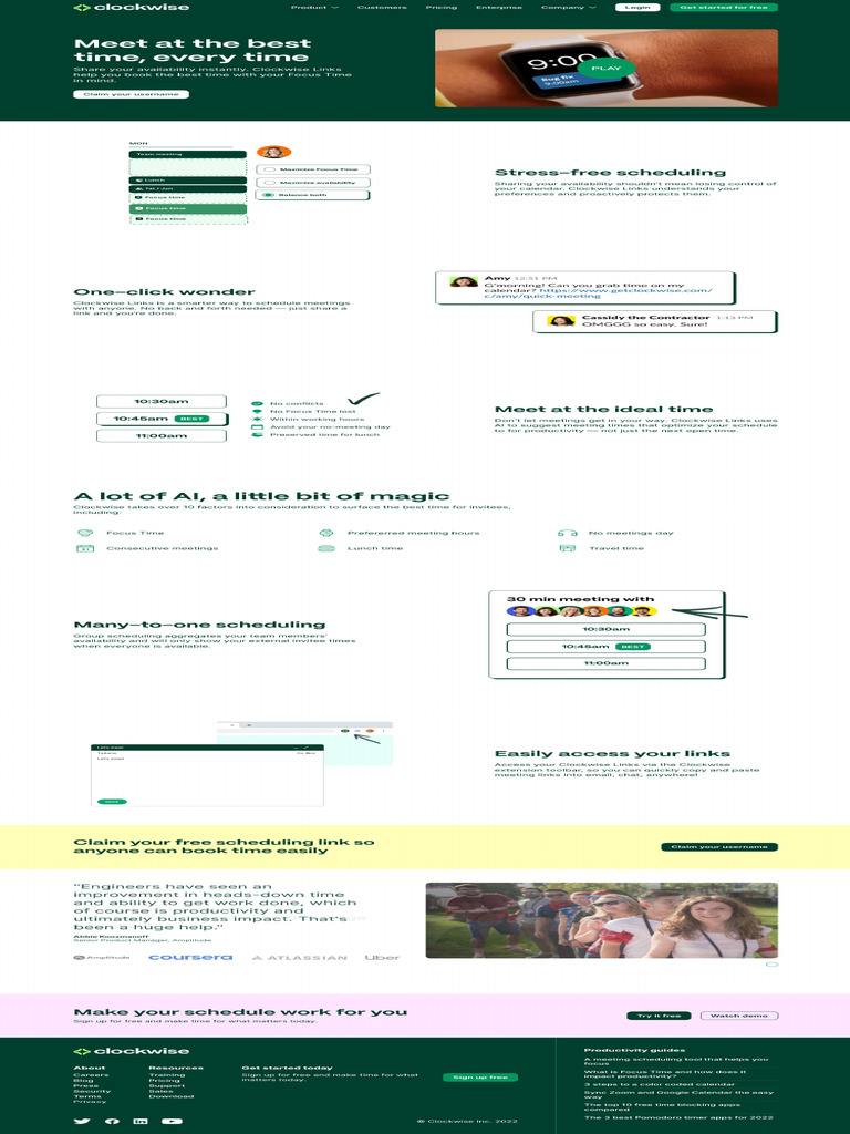 Clockwise - Features - Scheduling | PDF