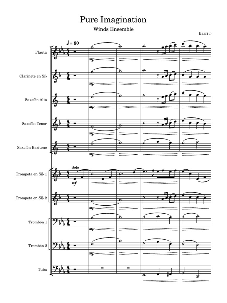 Pure Imagination - Winds Ensemble-Score | PDF | Saxofón | Grupos de ...