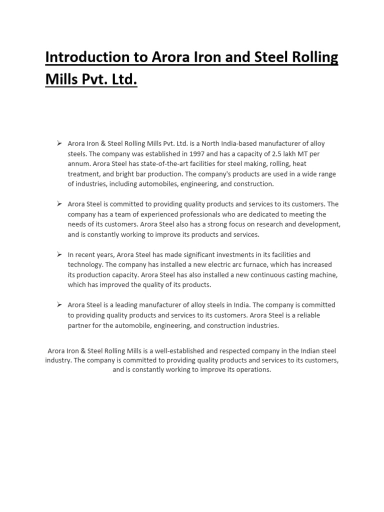 Overview of Arora Iron & Steel Pvt. Ltd. | PDF | Heat Exchanger | Steel