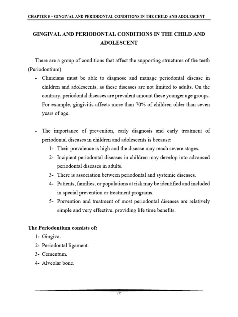 Chapter 5 Gingival and Periodontal Conditions in The Child and Adolescent | PDF | Periodontology ...