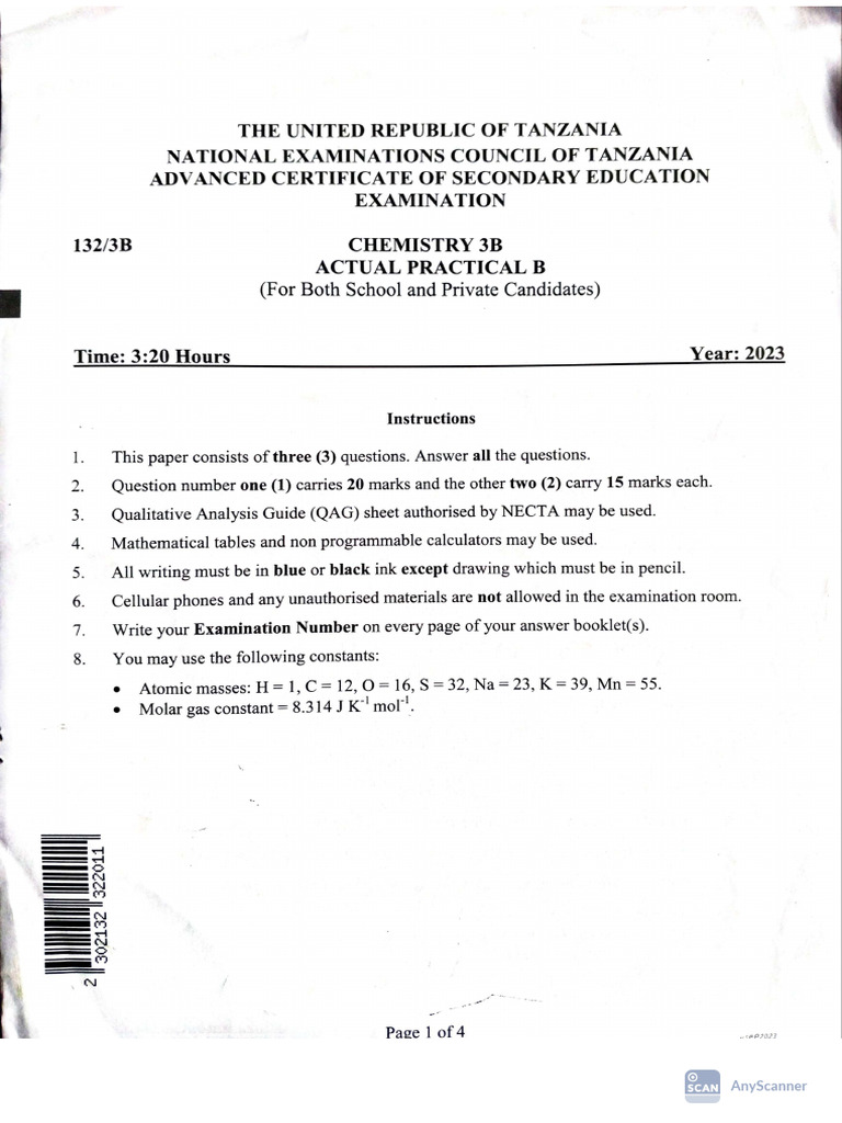 Chemistry3B F6 2023 | PDF