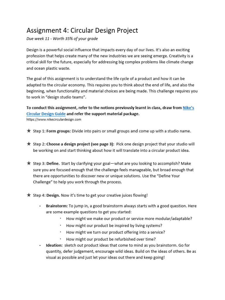 Assignment 4 Circular Design Project | PDF | Brainstorming | Design