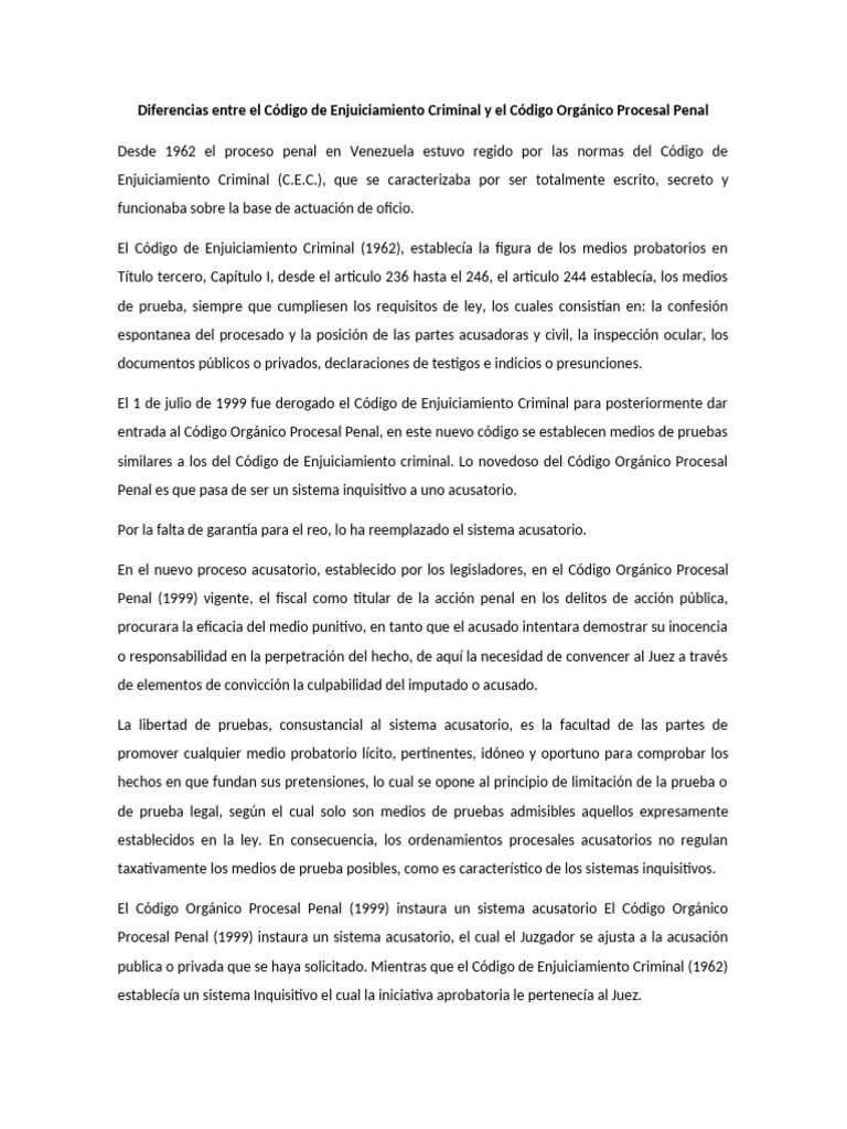 Diferencias Entre El CEP y COPP | PDF | Fiscal | Ley procesal