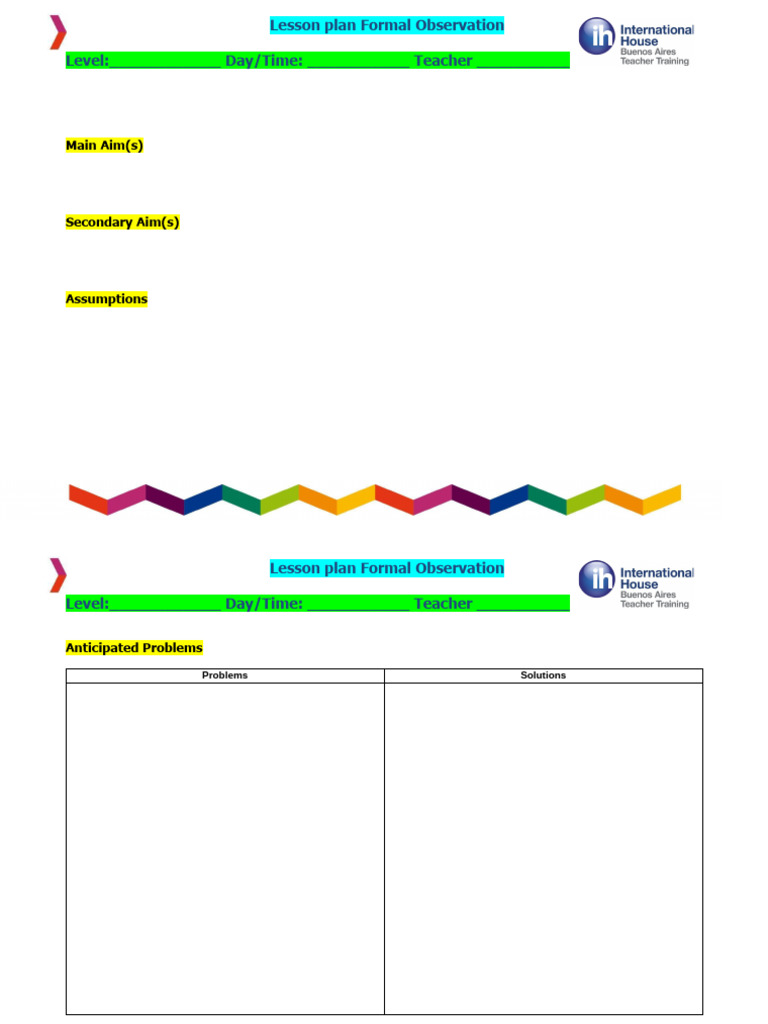 Observation Lesson Plan TEMPLATE | PDF