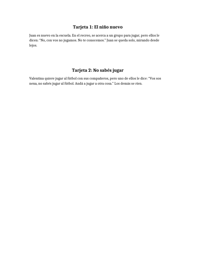 Tarjetas Maltrato Discriminacion Editable - Docx 0 | PDF