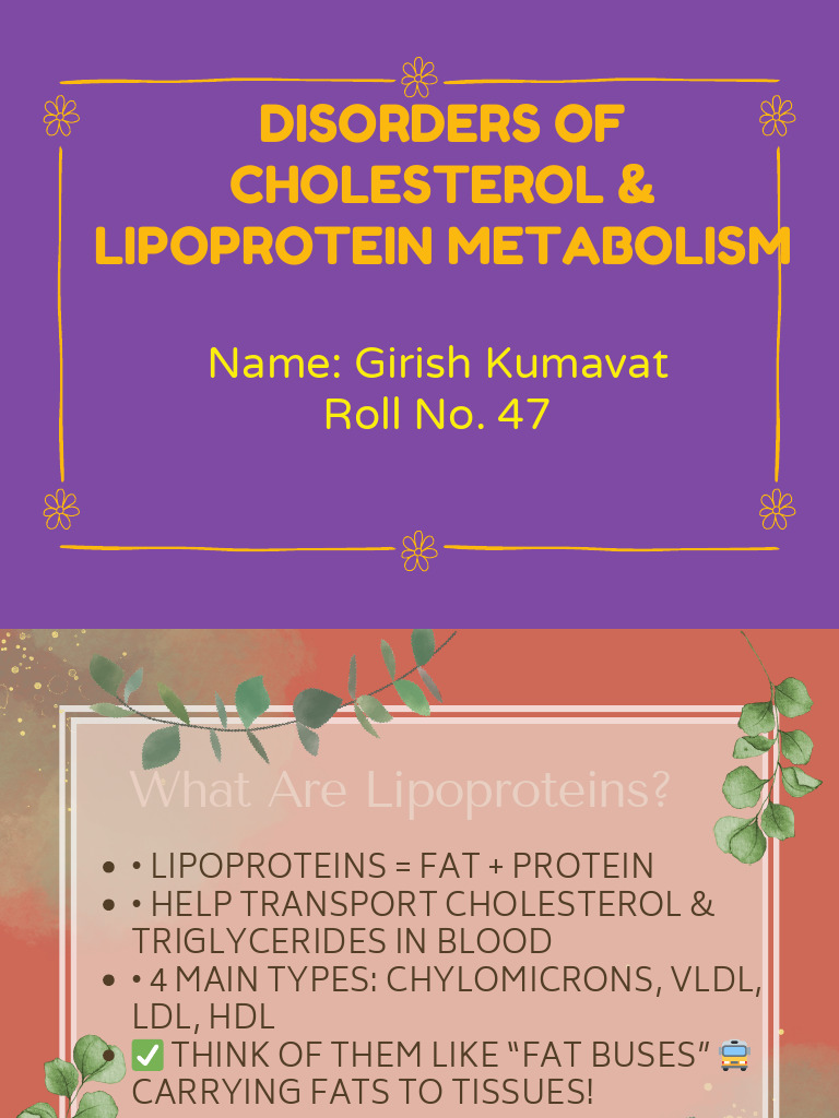 Cholesterol Disorders Presentation Girish - PPTX 20250629 183358 0000 | PDF