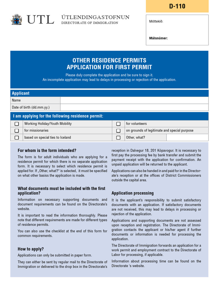 Application for Other Residence Permits | PDF | Criminal Record | Justice