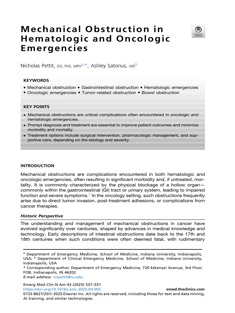 Mechanical Obstructions in Cancer Care | PDF | Stent | Cancer