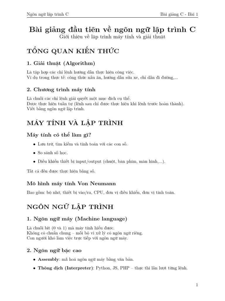 Tong Hop Kien Thuc C Bai1 7 | PDF