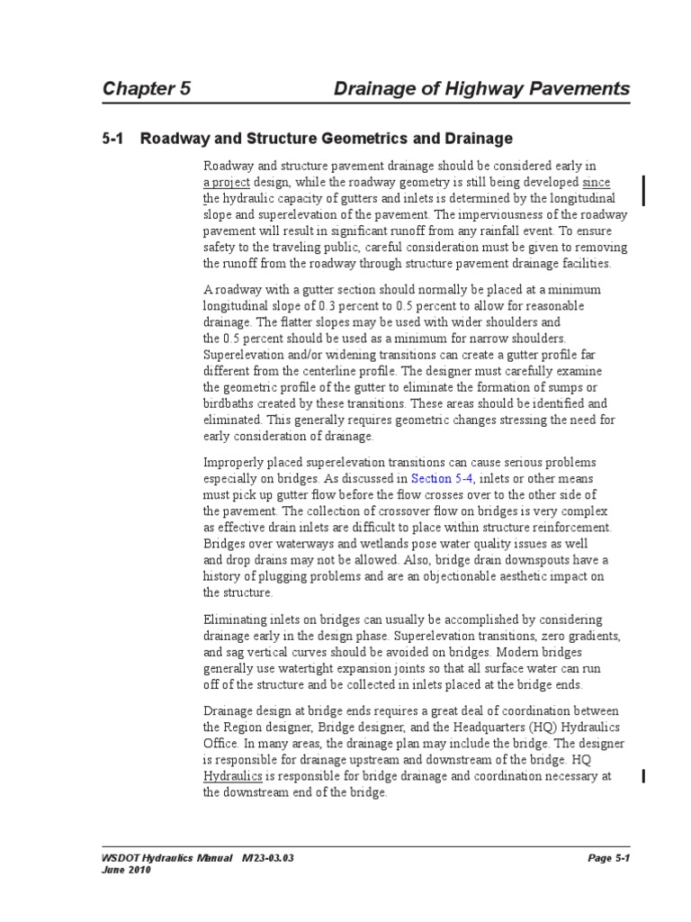 Chapter5 Drainage of Highway Pavement | PDF | Tire | Surface Runoff