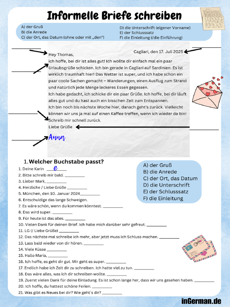 Informelle Briefe Schreiben | PDF