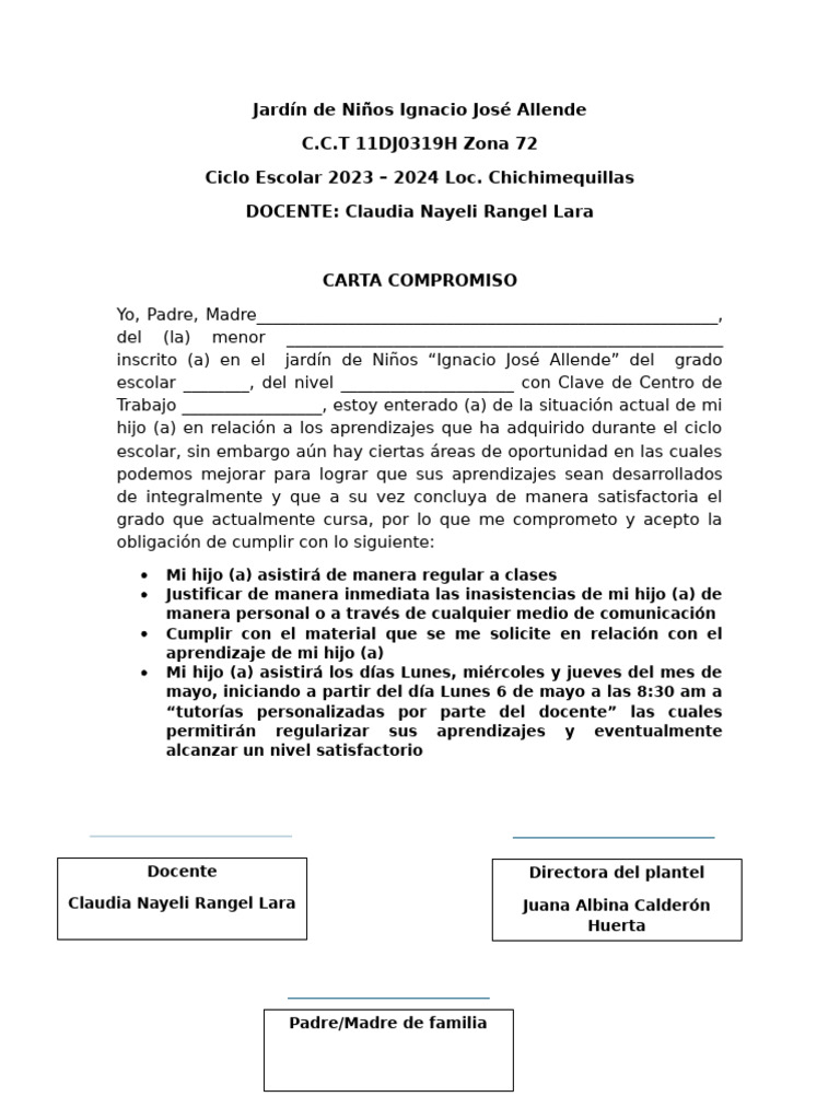 Carta Compromiso | PDF
