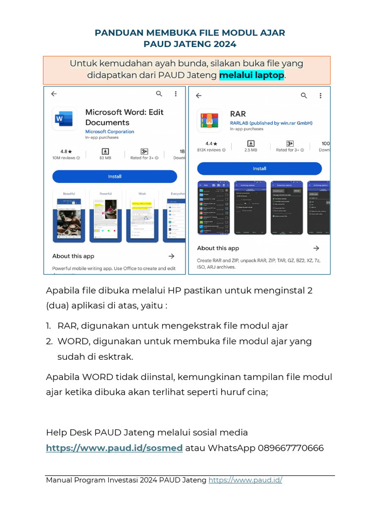 Panduan Akses Modul PAUD Jateng 2024 | PDF