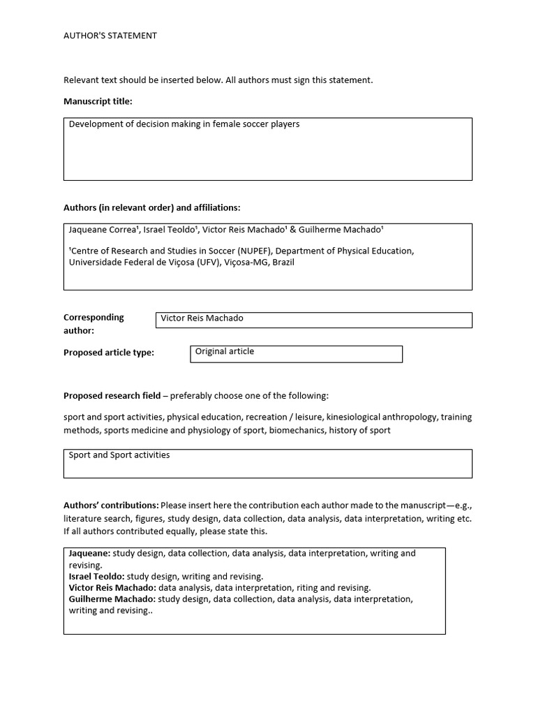 Authors Statement Vrm Assinado | PDF | Inquiry | Science