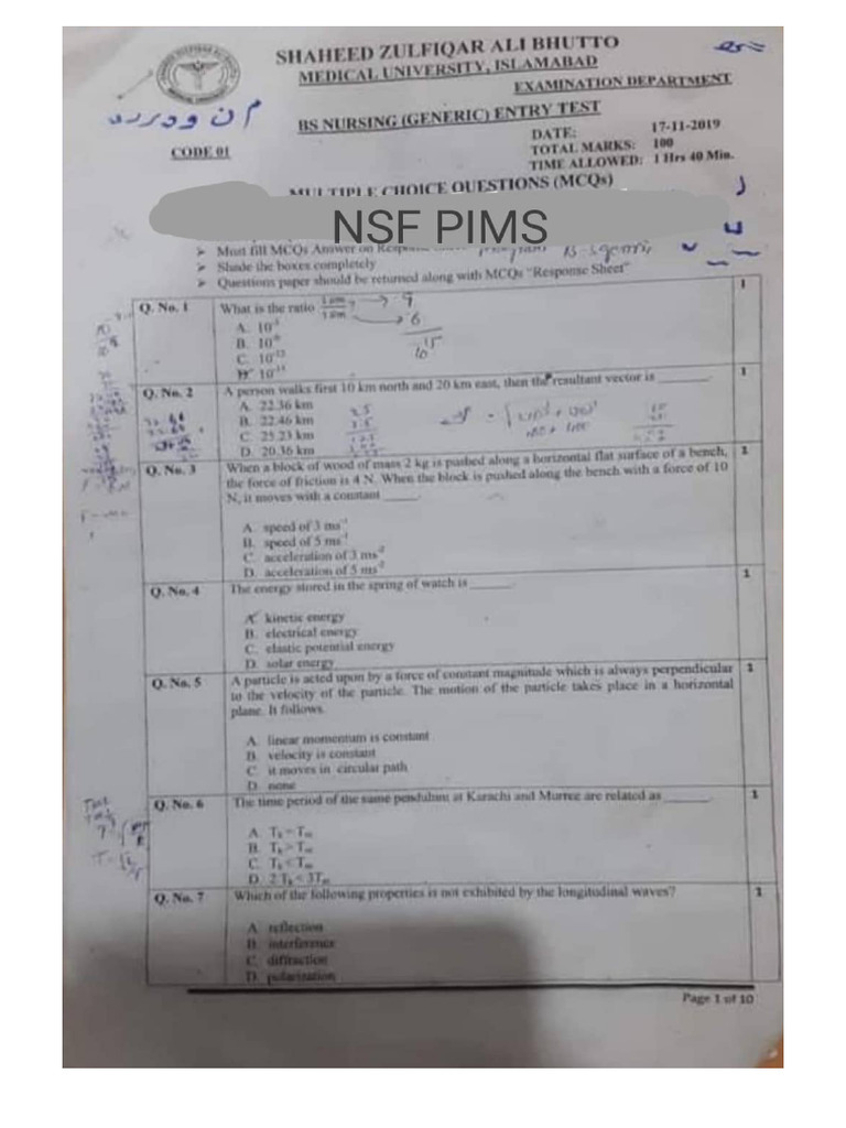 Past Paper of SZABMU 2021 | PDF