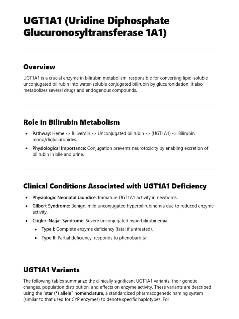 UGT1A1 Overview and Functions | PDF | Biochemistry | Chemistry