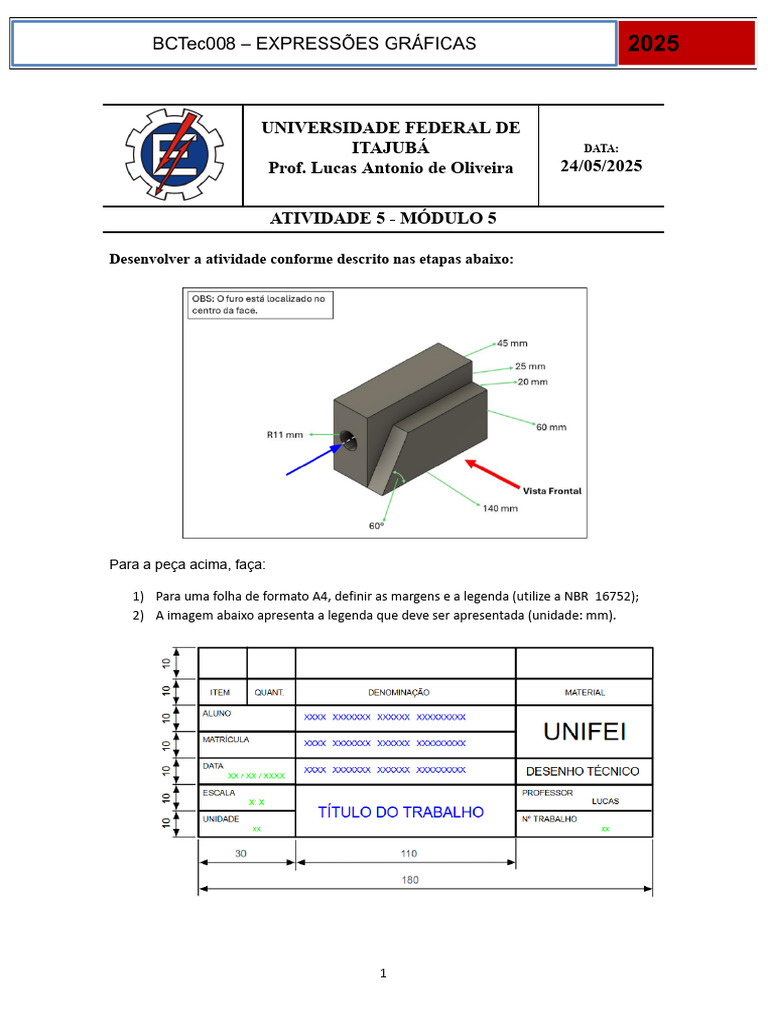 Atividade de Desenho Técnico NBR 16752 | PDF