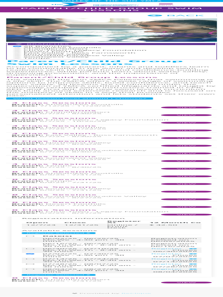ParentChild Group Swim Lessons - Valley of The Sun YMCA | PDF | Human Life Stages | Childhood