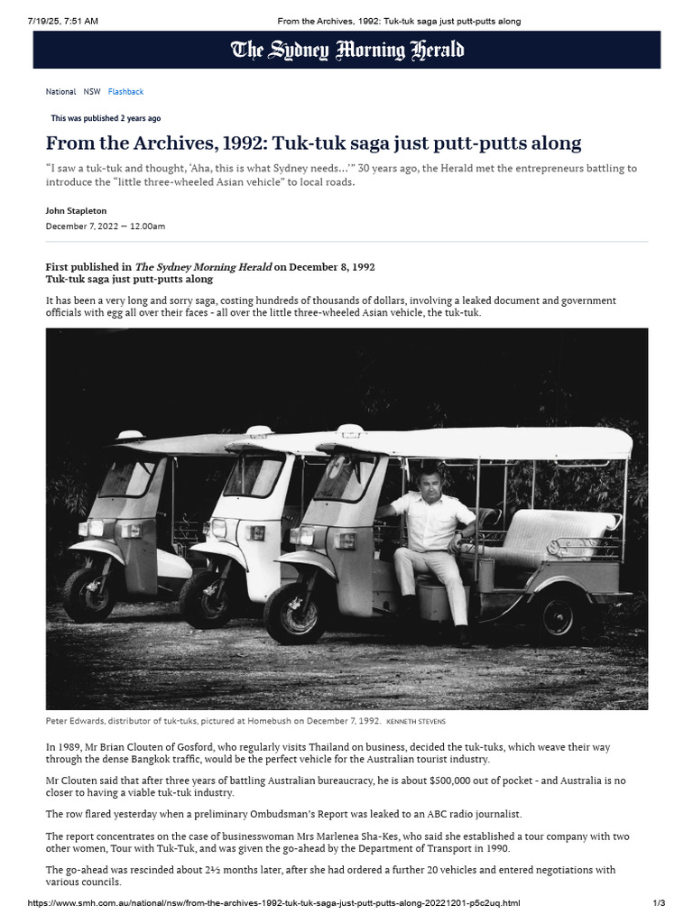 From The Archives, 1992 - Tuk-Tuk Saga Just Putt-Putts Along | PDF