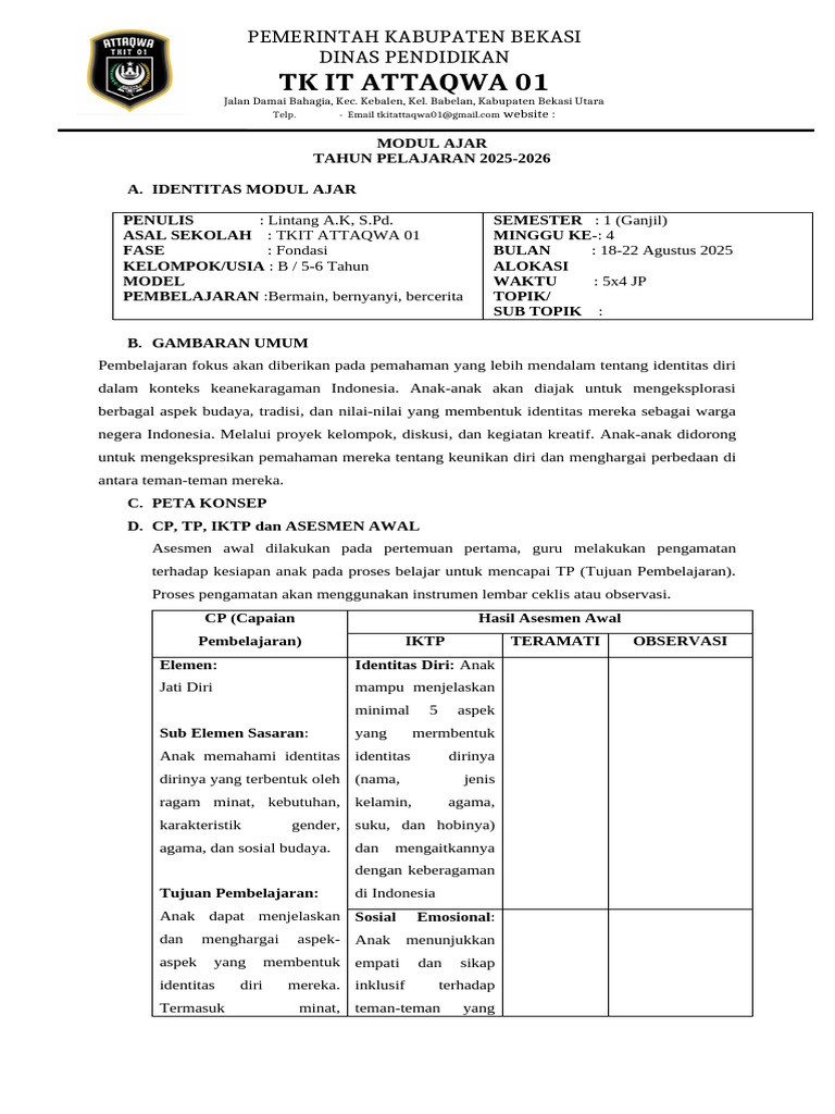 Modul Ajar Tanah Air Minggu Ke 4 | PDF
