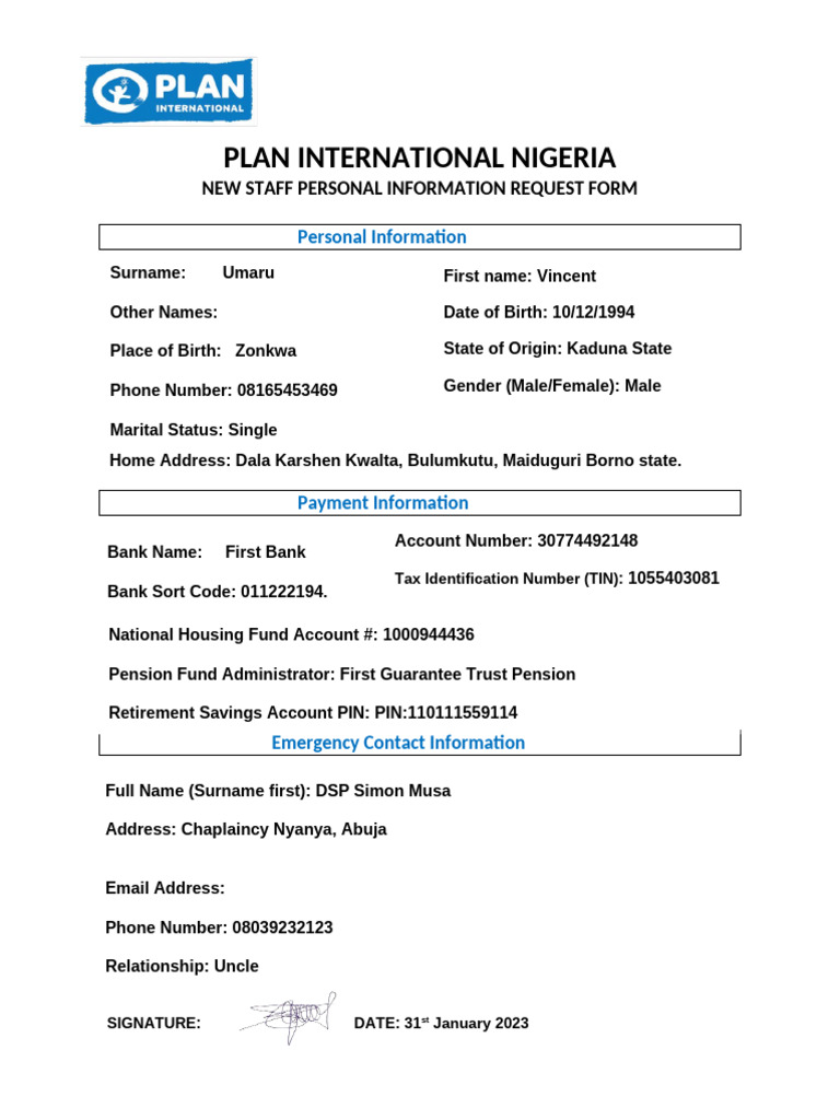 1 - New Staff Personal Details Request Form-1 | PDF