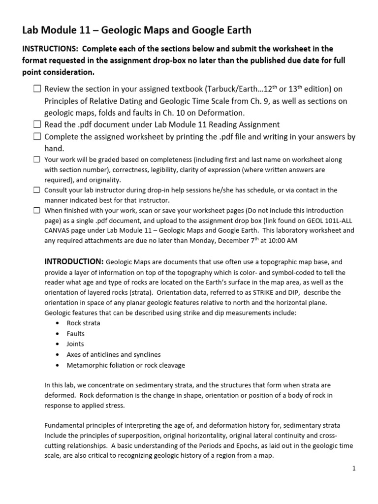 Lab Module 11 - Geologic Maps and Google Earth | PDF | Geologic Time Scale | Geology