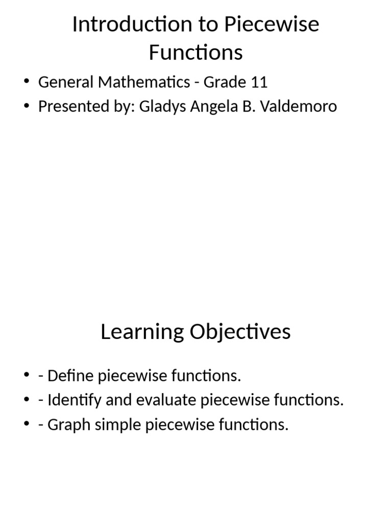 Piecewise Functions Presentation | PDF