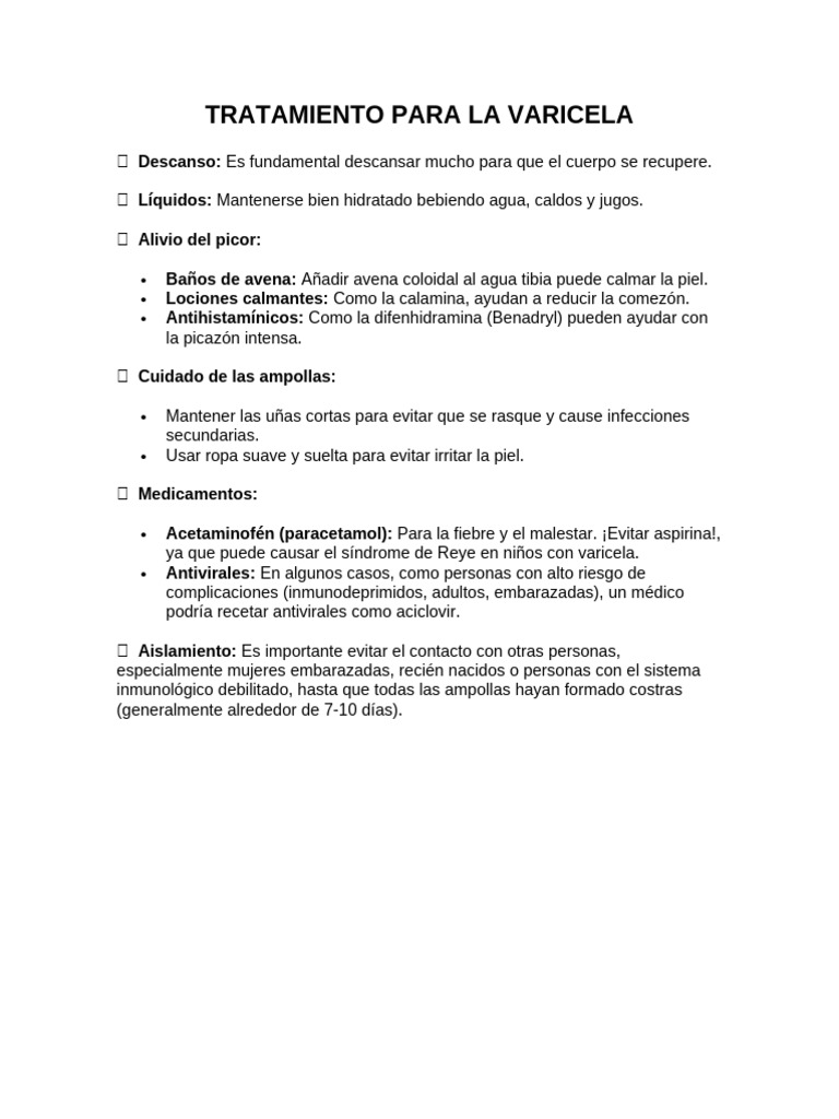 Tratamiento para La Varicela | PDF