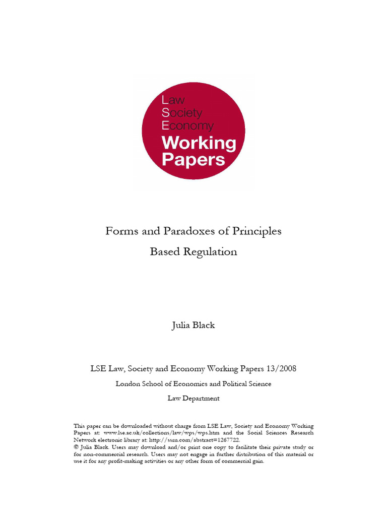 Forms and Paradoxes of Principles Based Regulation | PDF | Governance ...