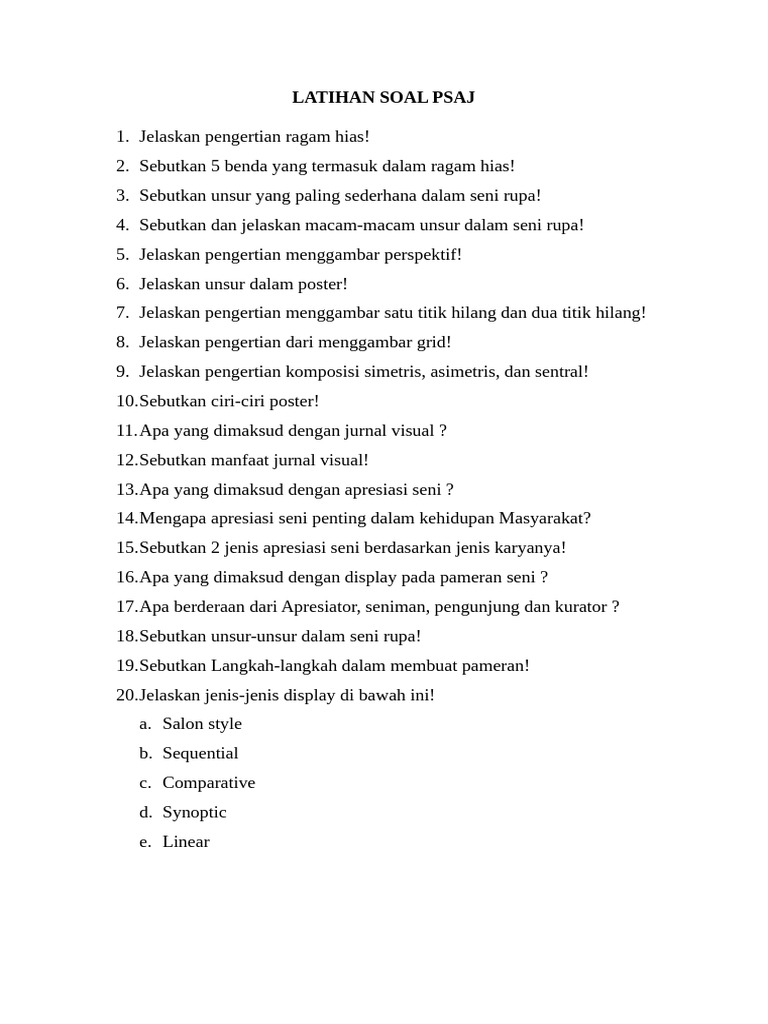 Latihan Soal Psaj | PDF