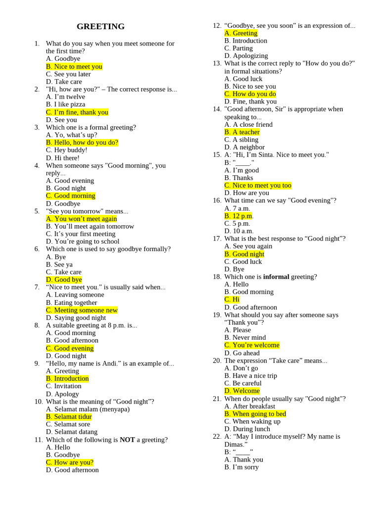 Understanding Greetings and Introductions | PDF | Linguistics | Grammar