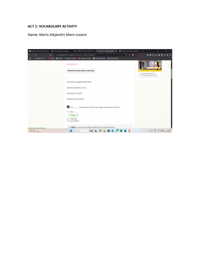Act 1 Vocabulary Activity - Mario Mero Lozano | PDF