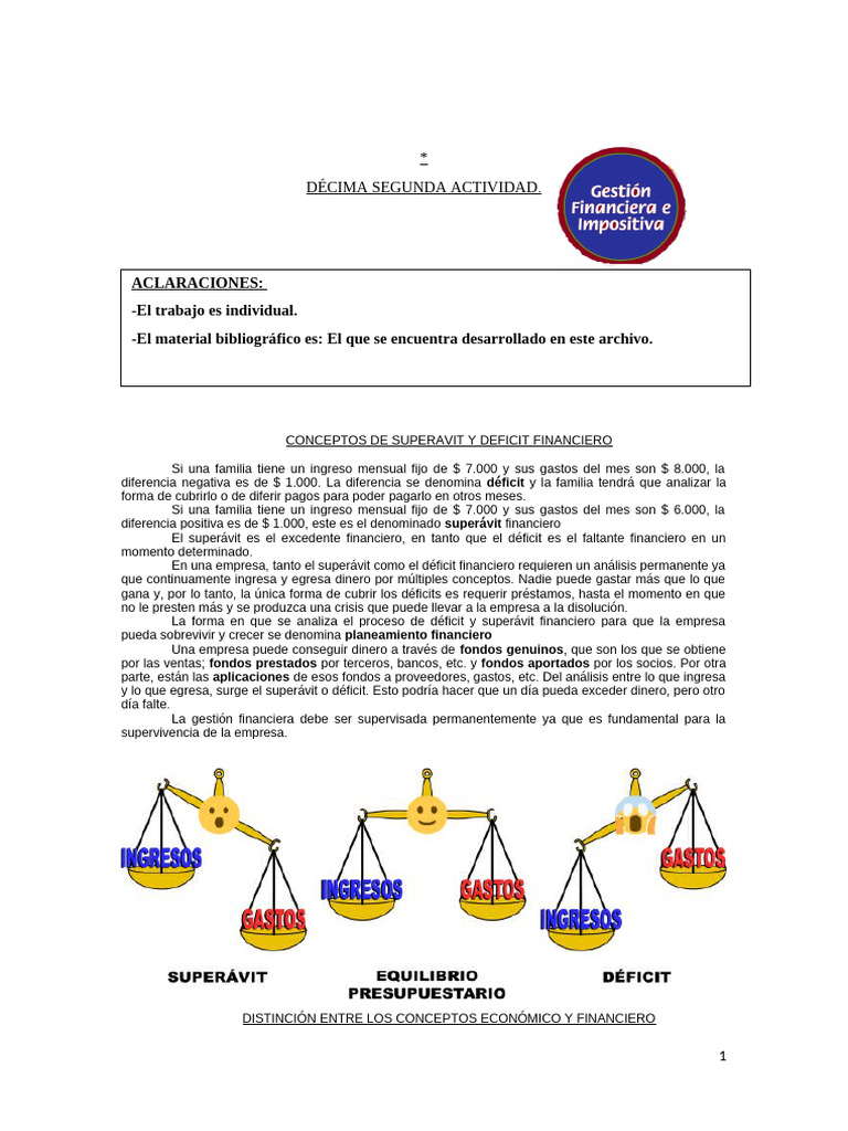 Déficit y Superávit | PDF | Business | Presupuesto