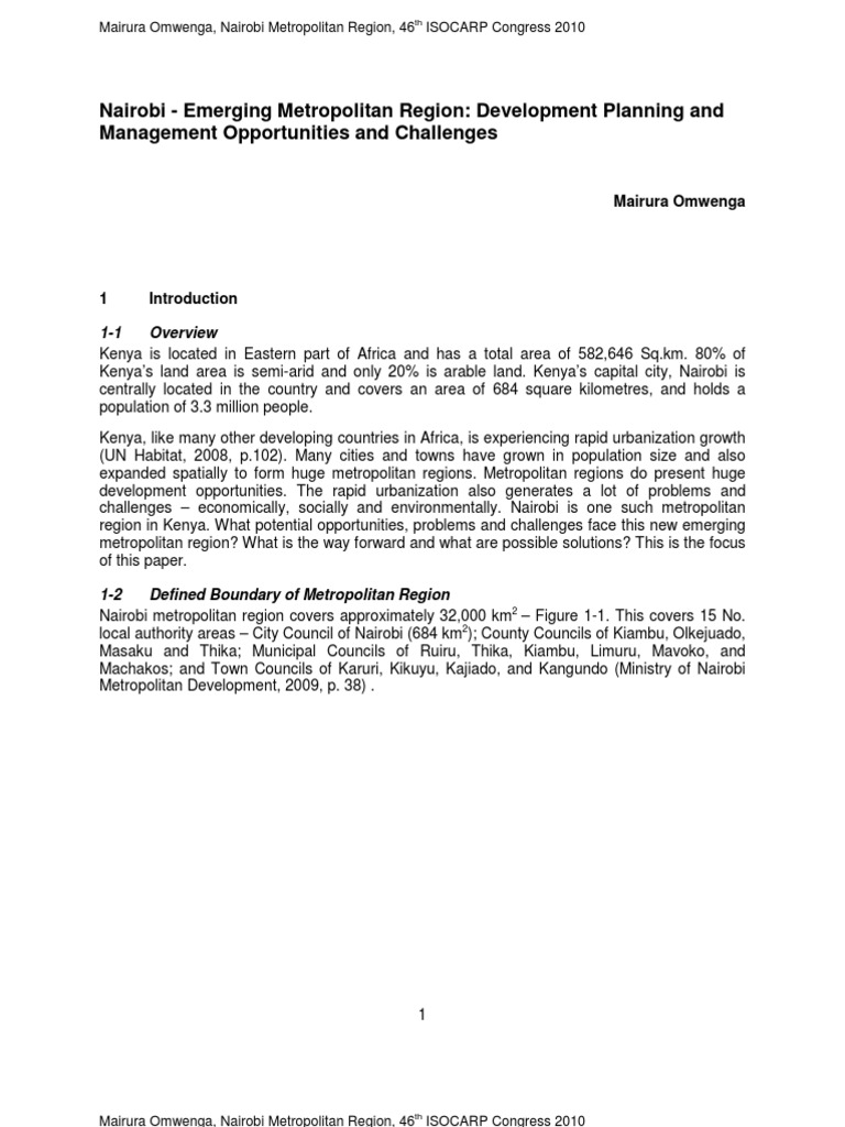 Nairobi Metro Planning | PDF | Nairobi | Slum