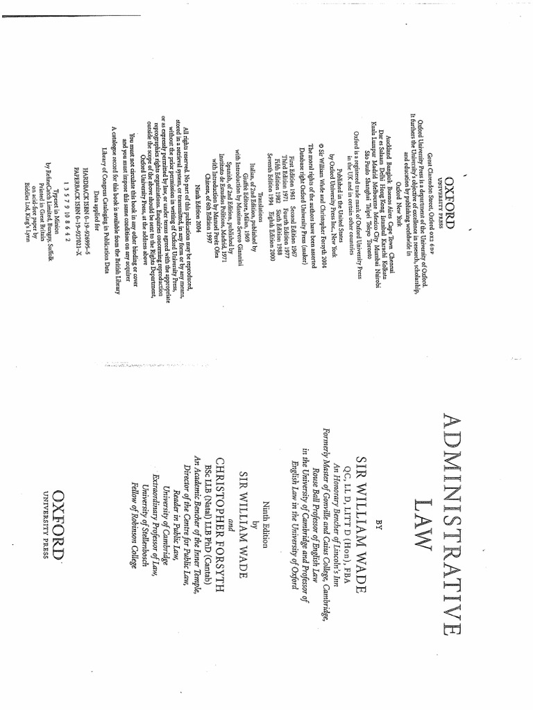 Wade, William - Administrative Law | PDF