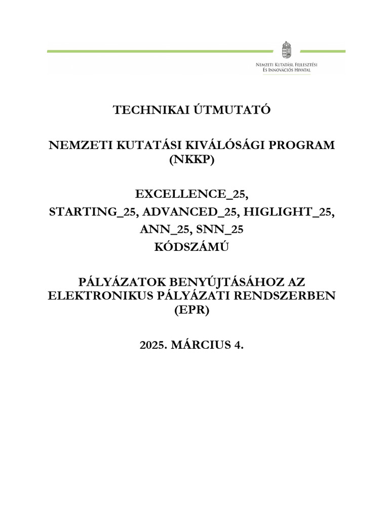 NKKP 25 Technikai Utmutato2025.03.19 | PDF